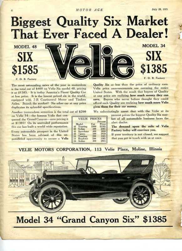 VELIE 1922 | Dayfox Automobilia